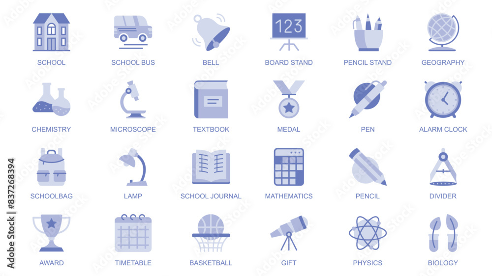 Education web icons set in duotone flat design. Pack pictograms with ...