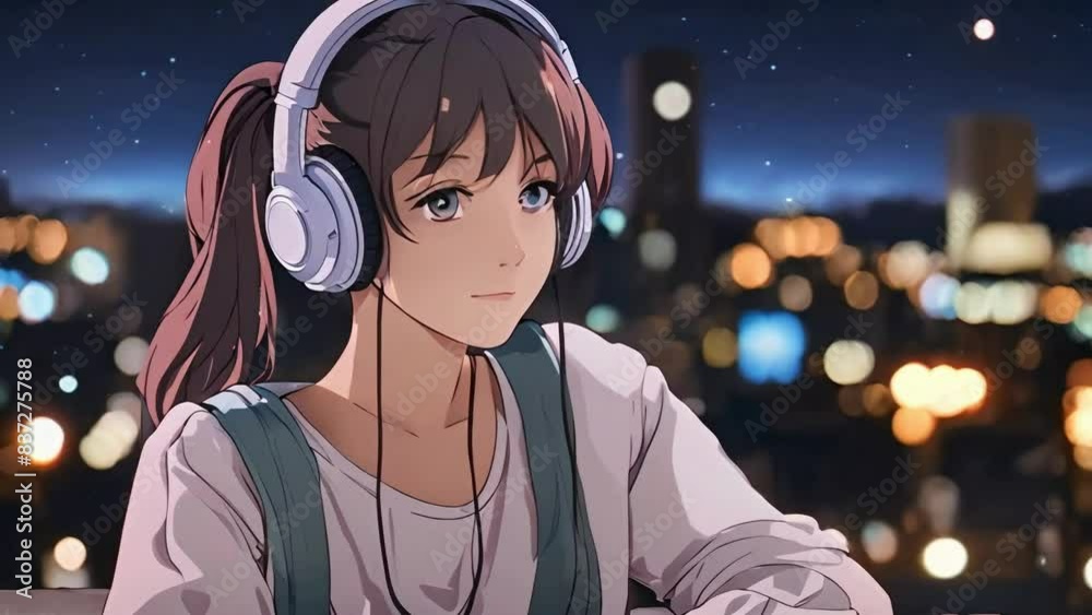 lofi anime girl watching sunset, cosmic sky animation, lofi animation ...