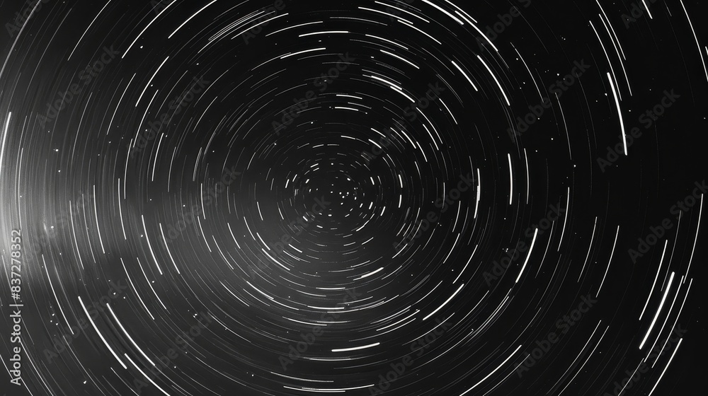 Star trail photograph, featuring concentric circles of starlight that ...