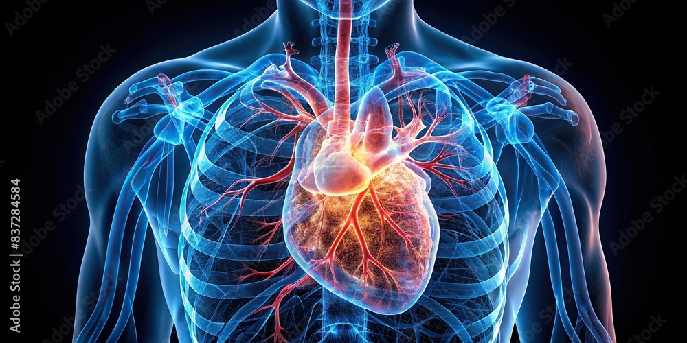 Detailed X-ray image of the human heart Stock Illustration | Adobe Stock