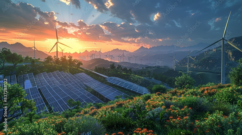 Dynamic abstract representation of renewable energy sources powering a ...