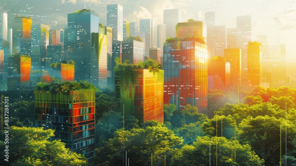 Abstract illustration of a business seamlessly integrated with ...