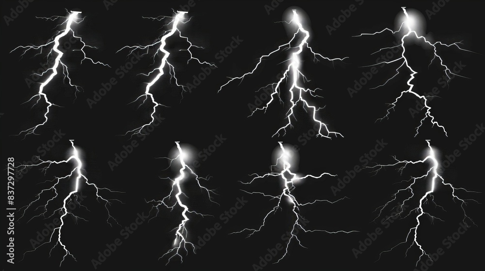 A sprite sheet presents lightning strikes animation, portraying ...