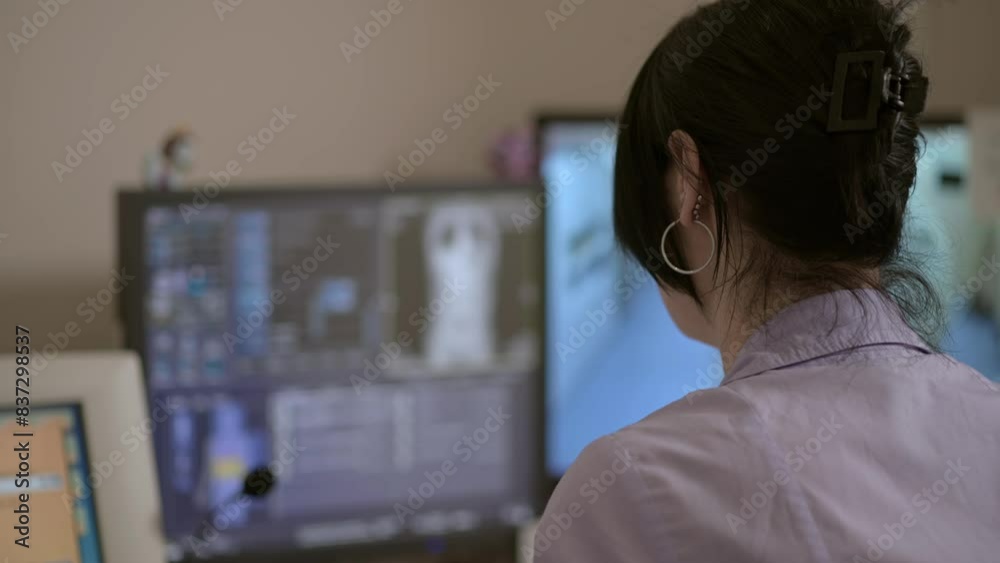 Hospital Research Laboratory: Female Medical Scientist Using Computer ...