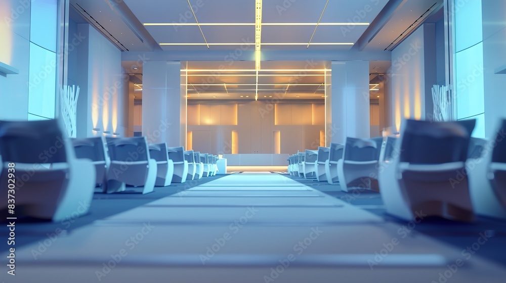 Imposing yet inviting, the modern architecture of a business conference ...