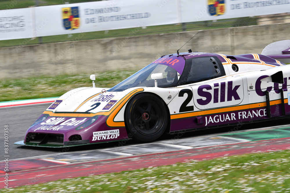 Scarperia, 5 April 2024: Jaguar XJR-9 group C year 1988 in action during Mugello Classic 2024 at ...