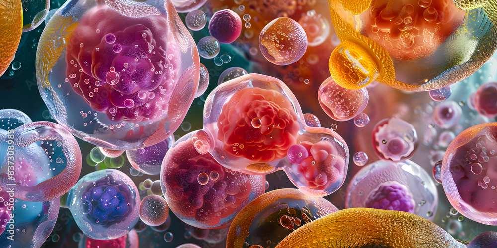 Imagen a detalle microscopica de células de colores estilo fondo de ...