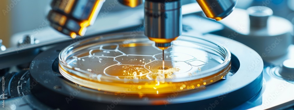 Banner of Close-up of Silicon Die are being Extracted from Semiconductor Wafer and Attached to ...