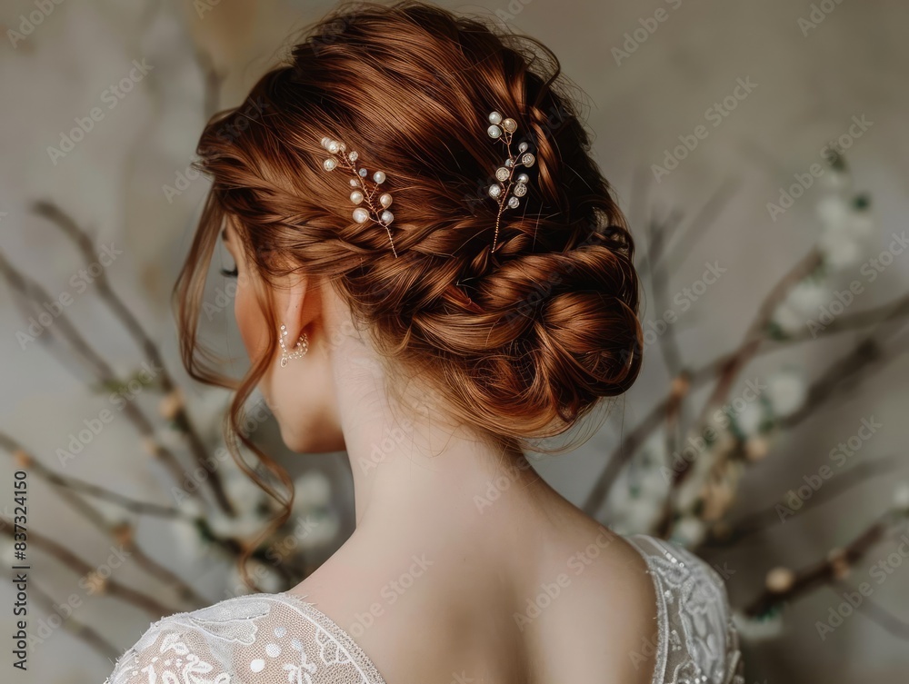 Updo Elegance A sophisticated updo hairstyle with hair pins and ...