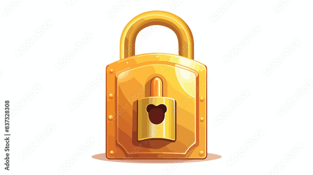 Vetor de Cartoon Gold Padlock 2d flat cartoon vactor illustration do ...