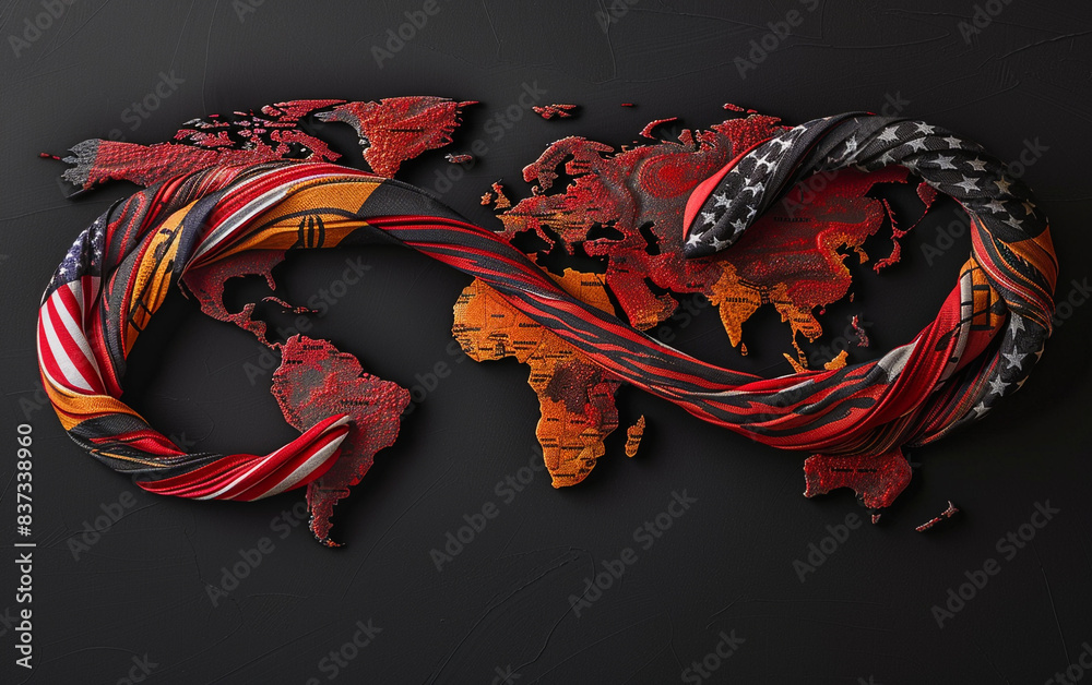 Juneteenth themed logo with African map and intertwined American flag ...