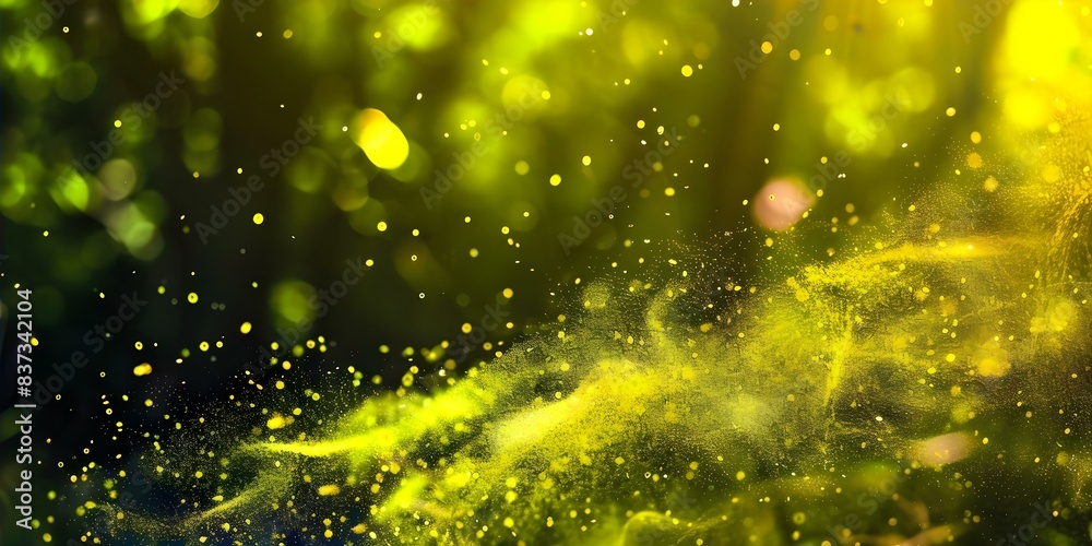 Illustration of pollen dispersal in the environment during hay fever ...