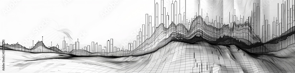 Hand-drawn pencil sketch of a trading candlestick graph in 3D, offering ...