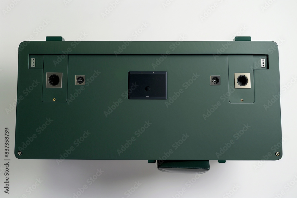 Contemporary executive desk with a matte forest green finish and ...