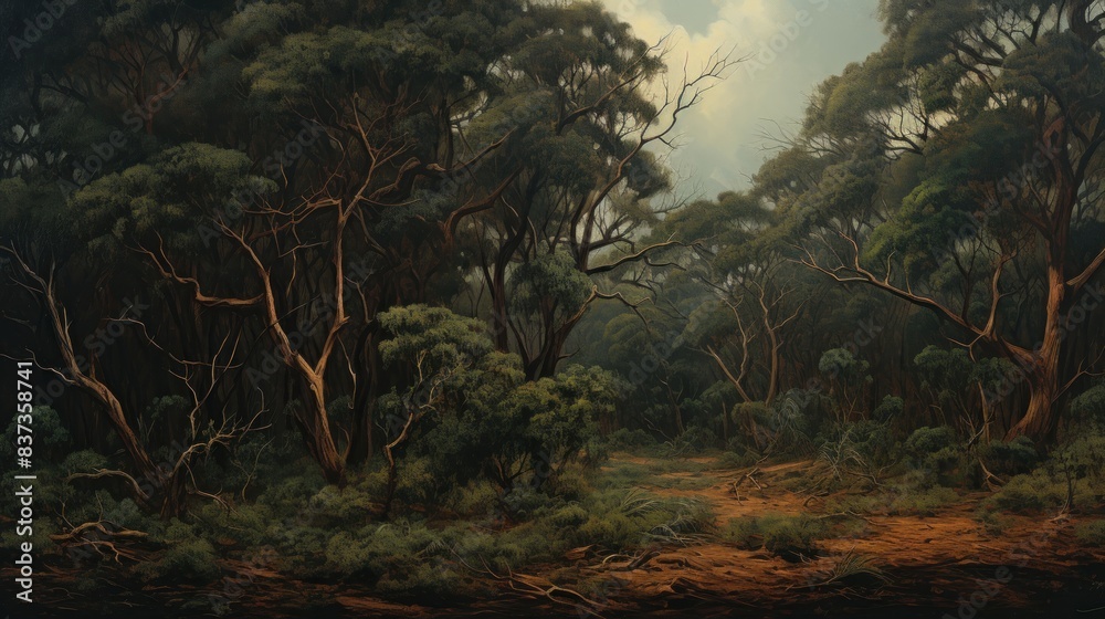 old forest wallpaper trees background modern decoreting wallpaper 3d ...