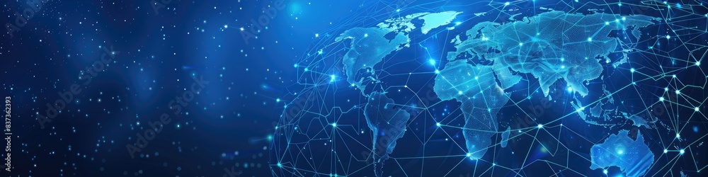 World Map Banner. Blue Background with Earth Map for Global Business ...