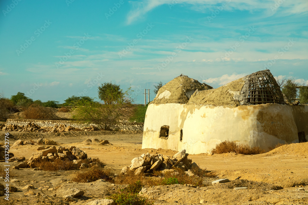 Old adobe round houses of the inhabitants of the Qeshm Island, Iran ...