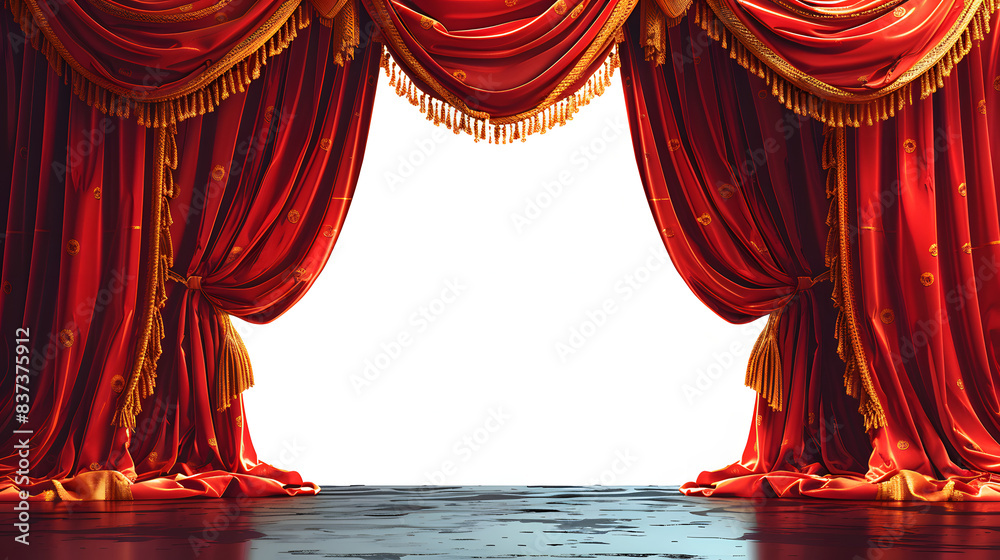theater scene and the white curtain. - theater stage image isolated on ...