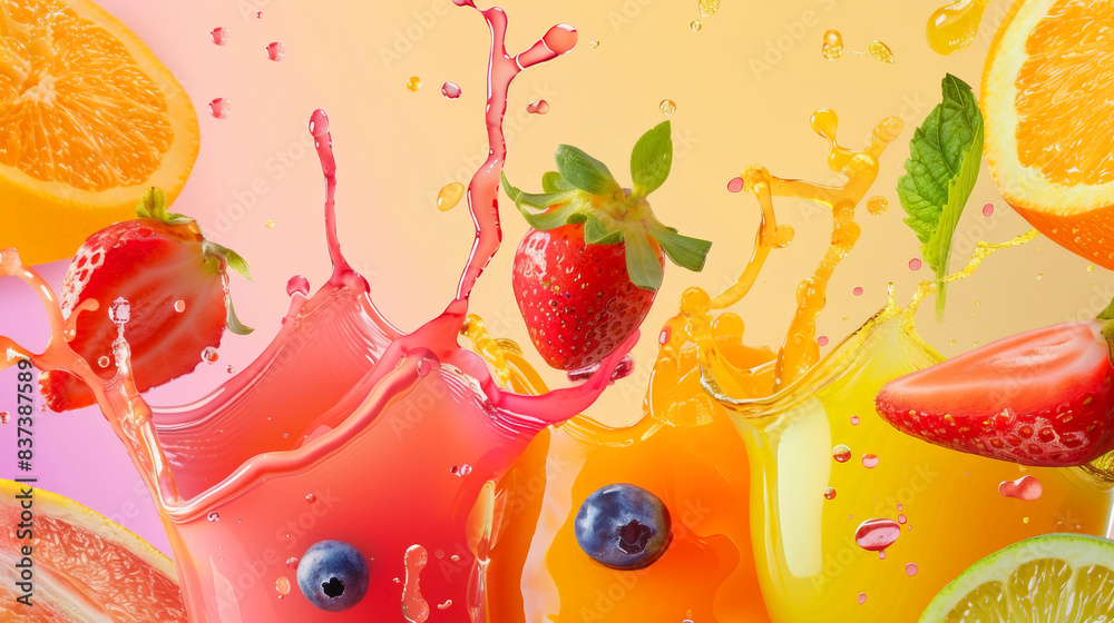 Vibrant Juice Splashes, Explore the dynamic appeal of our fruit juice ...