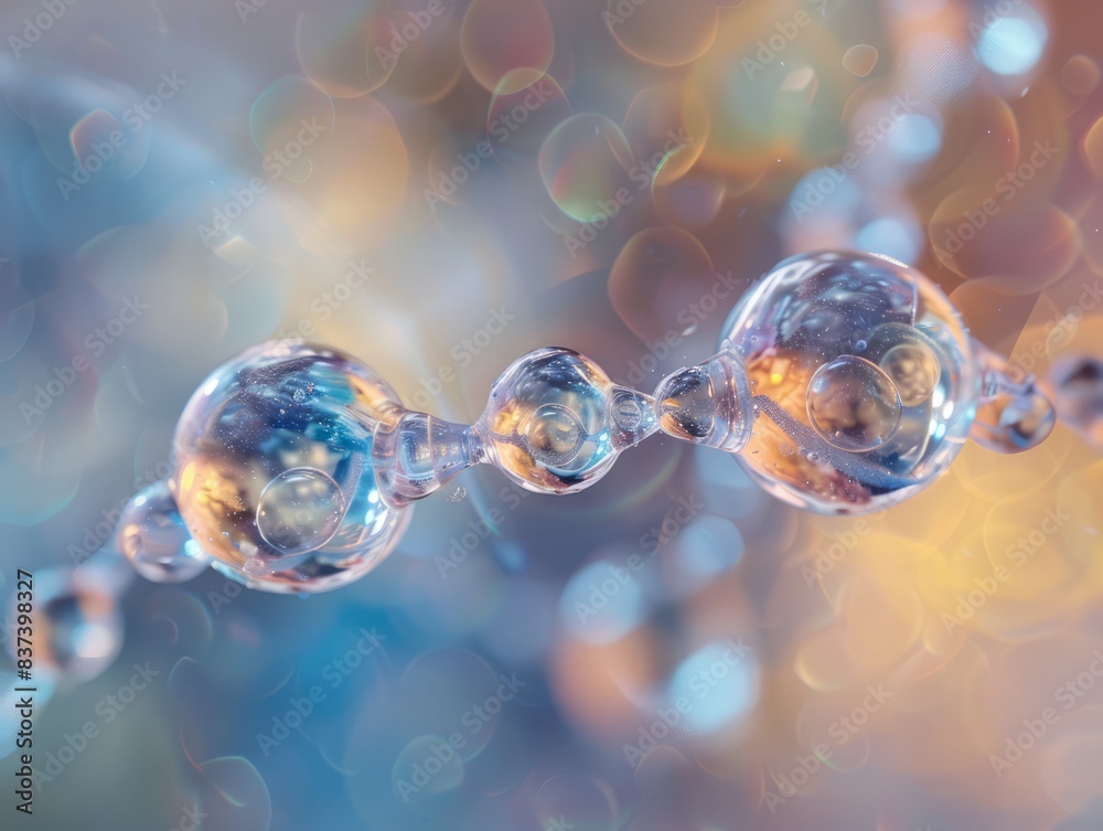 water molecule, with two hydrogen atoms bonded to an oxygen atom. The ...