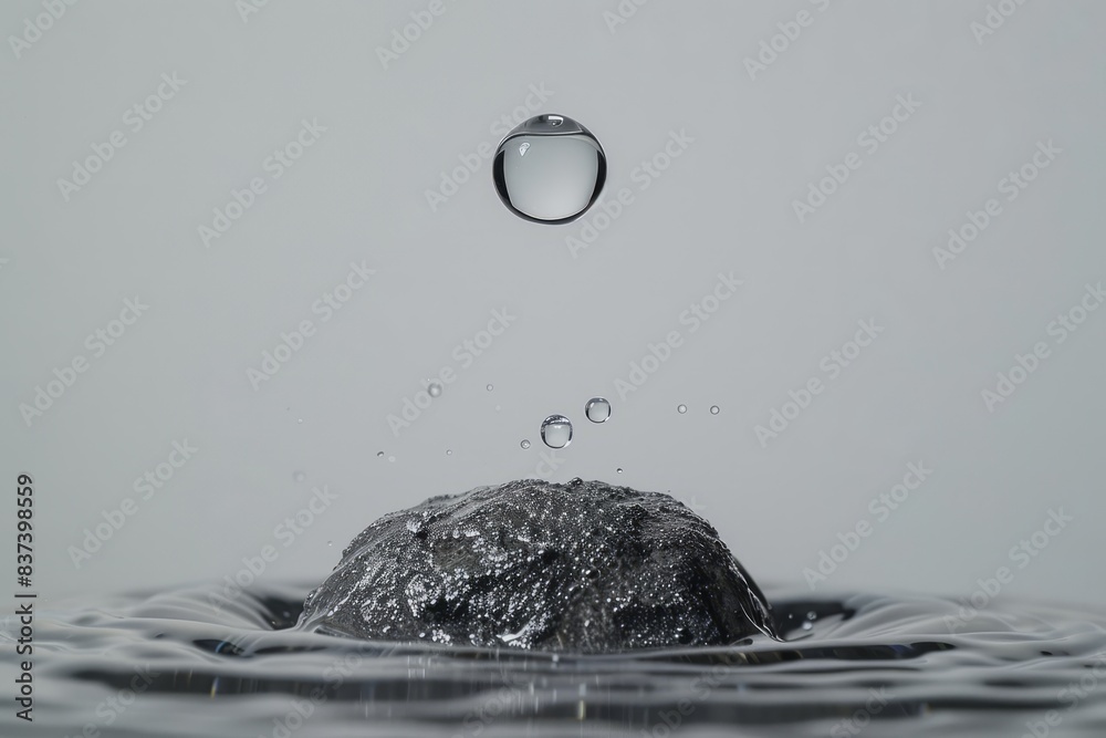 reaction of magnesium with water. A single droplet of water suspended ...