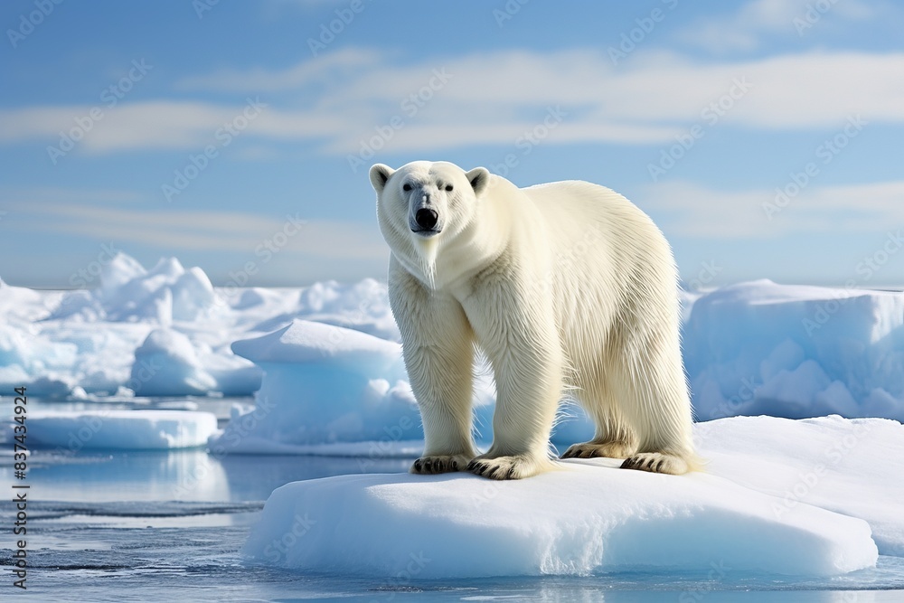 Majestic polar bear standing on an ice floe in the Arctic. Stunning ...