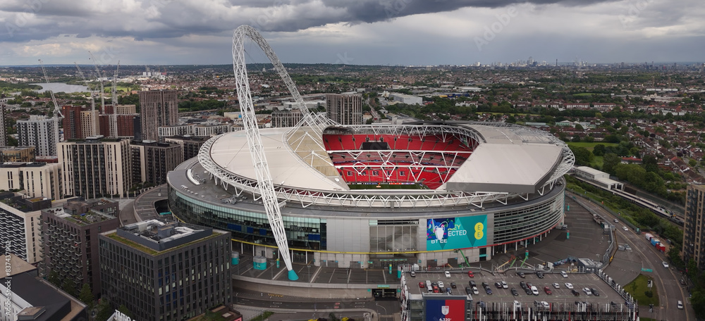 Wembley stadium London from above - aerial view over the famous ...