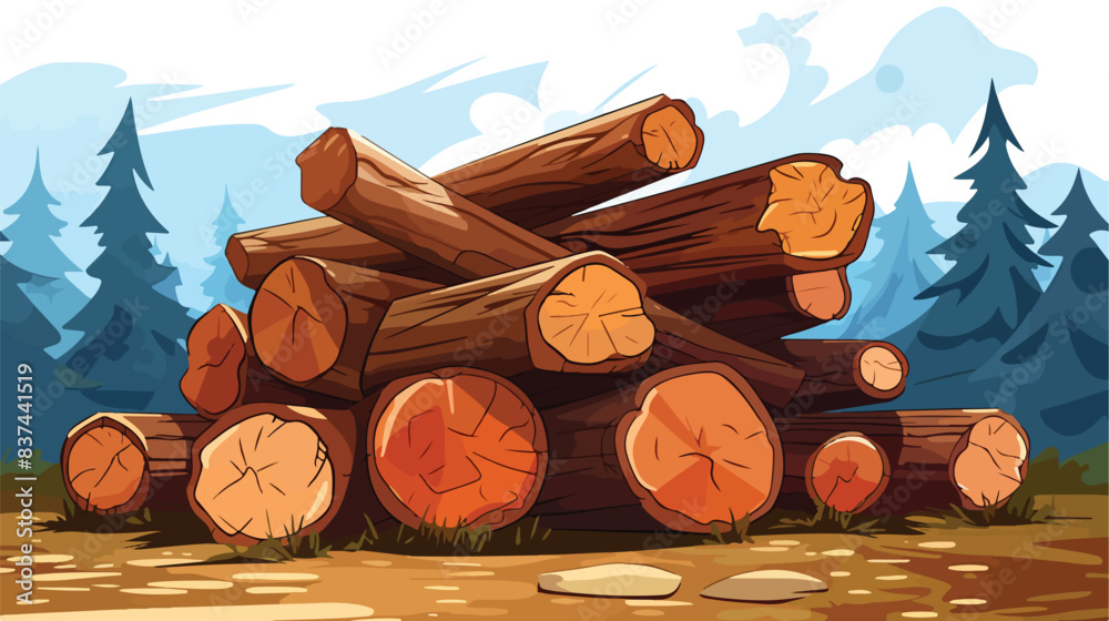 Wood Stack 2d flat cartoon vactor illustration isolated Stock Vector ...