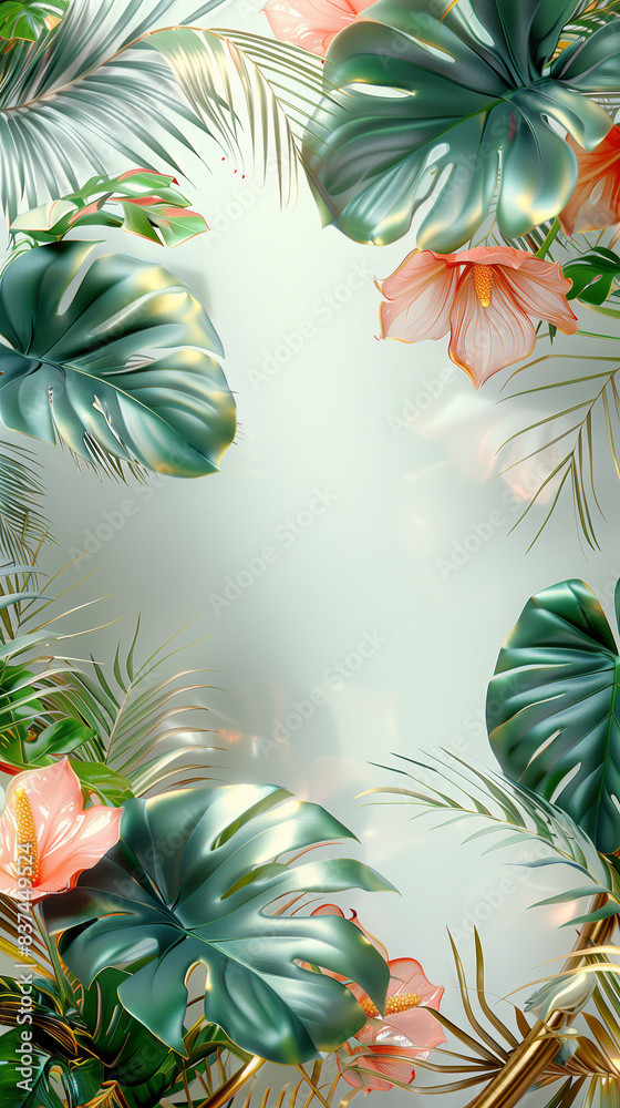 illustration of Frame with aroids plants Stock Illustration | Adobe Stock