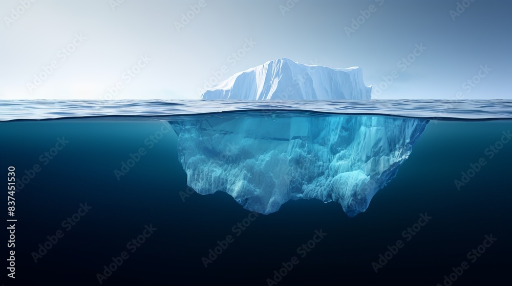 Stunning iceberg floating in the ocean with most of its massive ...