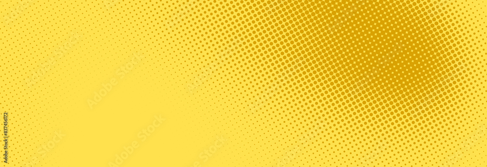 Yellow halftone pattern. Retro comic gradient background. Bright sunny ...