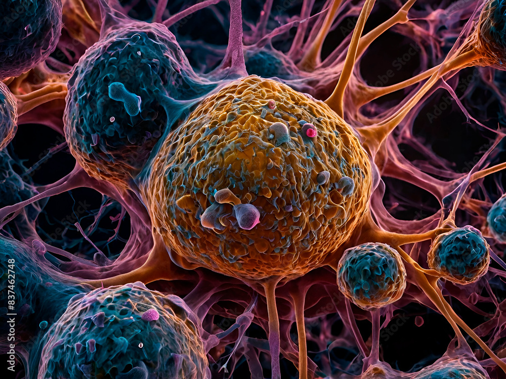 Cancer Cell Under a Microscope: Generate a highly detailed image of ...