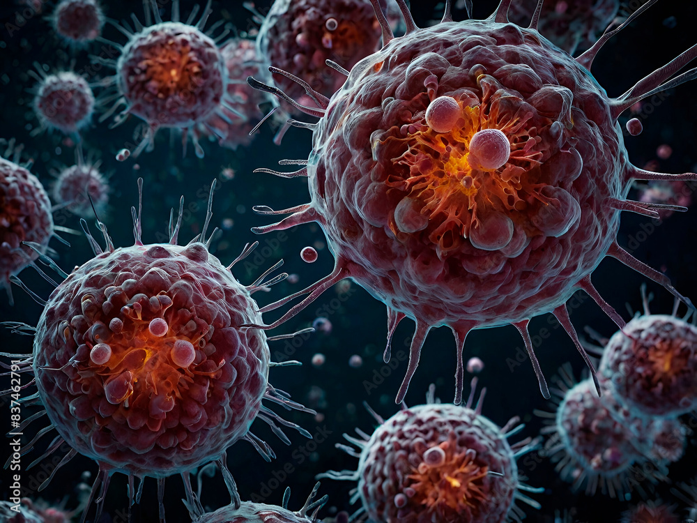 Invasion of Cancer Cells: cancer cells invading healthy tissue, showing ...