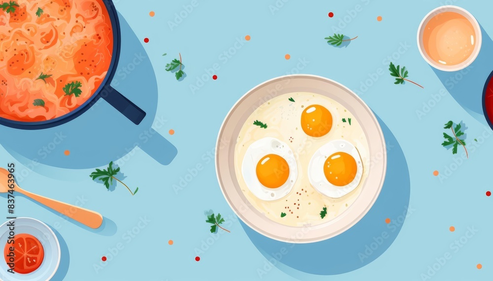 Blender flat design top view breakfast prep theme animation ...
