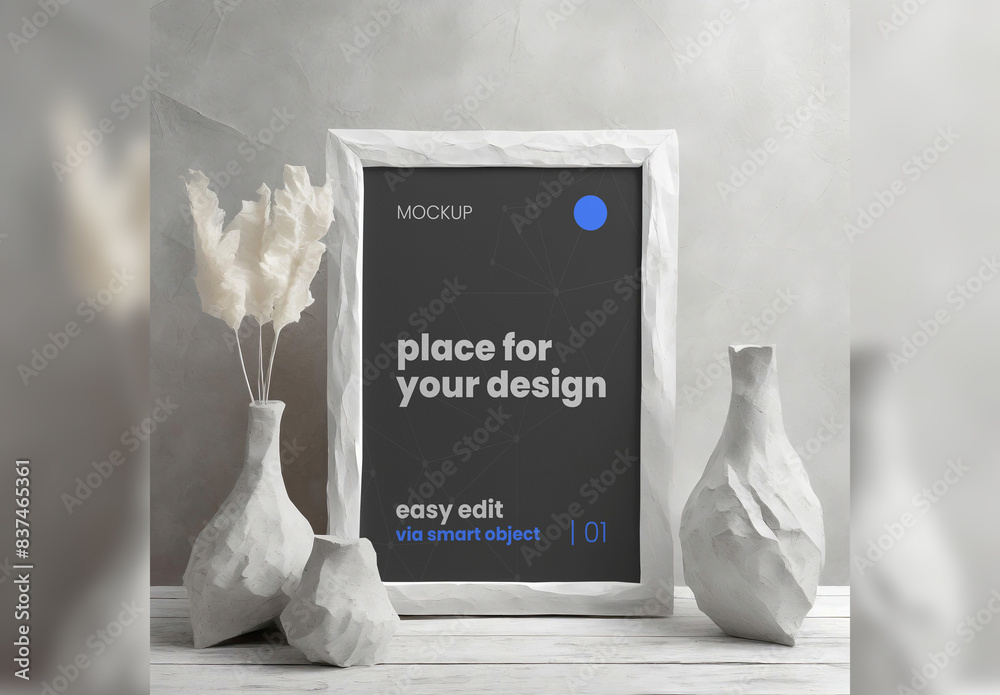 Paper Texture Art Frame Poster Mockup 03 Generative Ai Stock Template ...