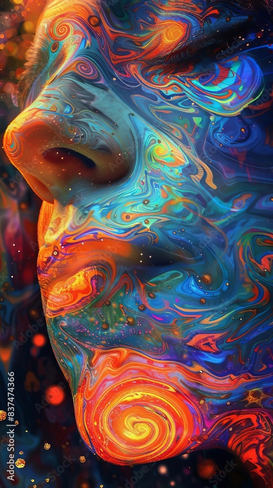 Hypnosis, hypnotist performing, mesmerized subject, swirling patterns ...