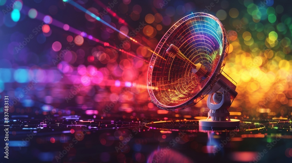 Raw depiction of radio wave transmission from a satellite dish ...