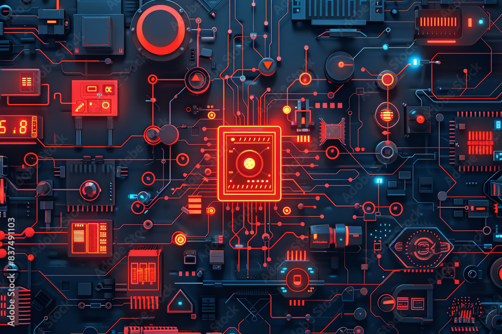 Firewall in network diagram, secure connections, organized layout, top ...