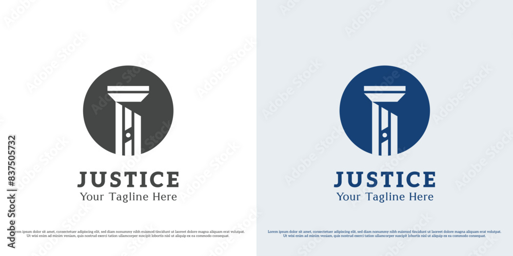 Pillar of justice logo design illustration. Silhouette of balance ...