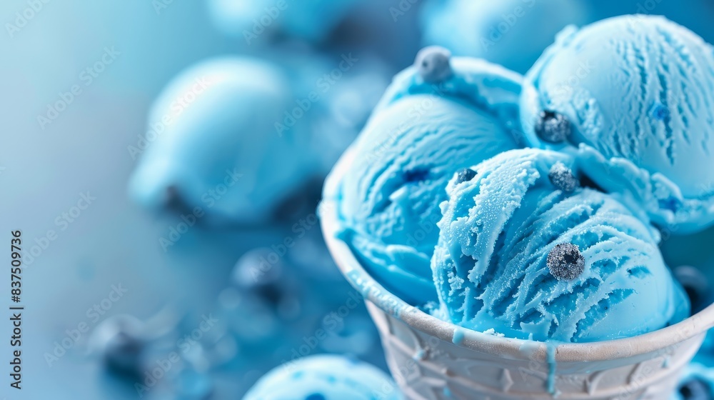Blue ice cream scoops in a cup - Eye-catching image of blue ice cream ...