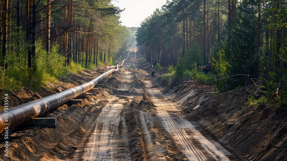 Pipeline development in a forest setting - A long pipeline stretches ...