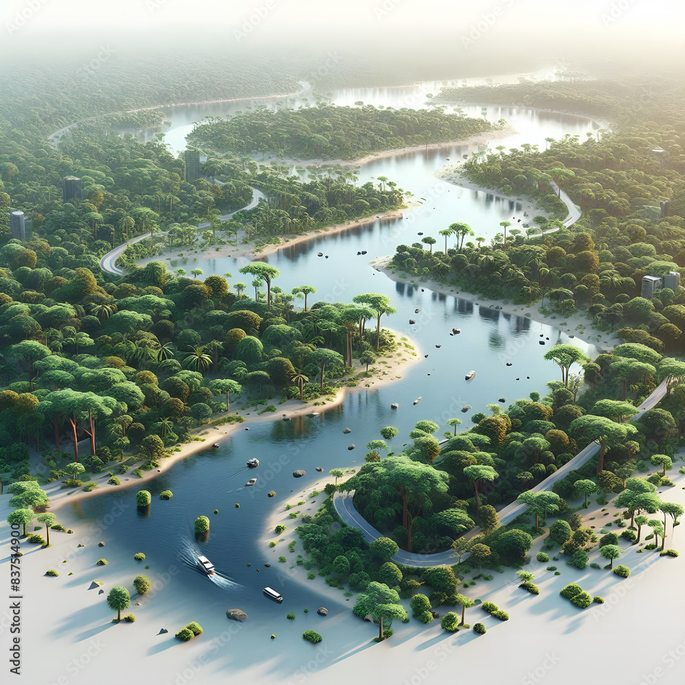 Forest Tree Amazon Plants River Lake 3d 2d c4d leaf Floresta Árvore ...