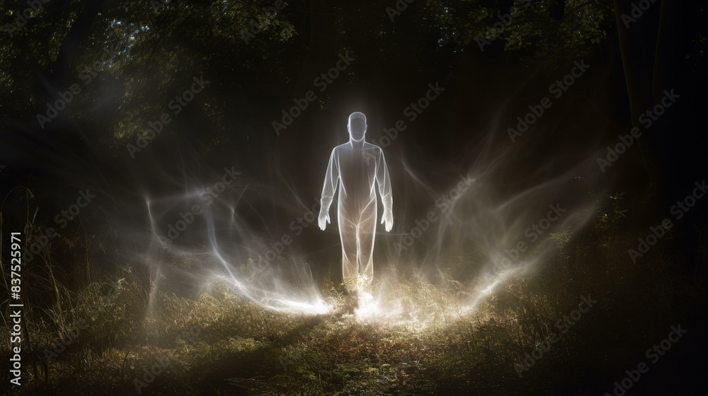Encounter a spooky ghostly figure in a highquality background, a ...