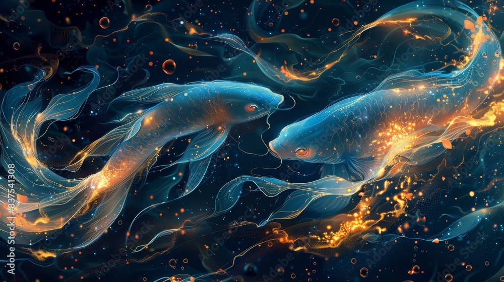 Beautiful Pisces Constellation Stock Illustration | Adobe Stock
