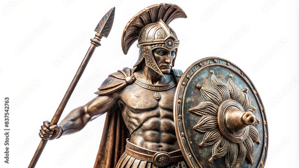 Bronze statuette of a Roman warrior wearing a Greek Spartan helmet and ...