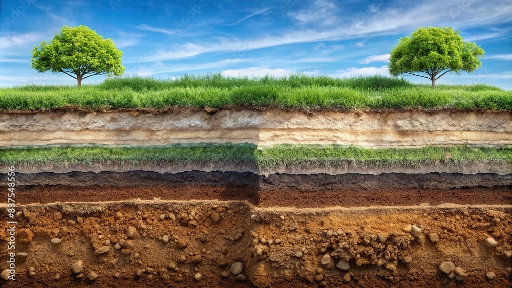Underground cross section of soil layers panorama Stock Illustration ...