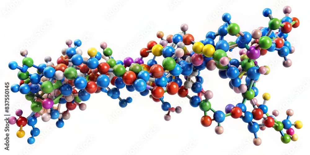 Colorful of a chain of amino acids creating proteins, proteins, amino ...
