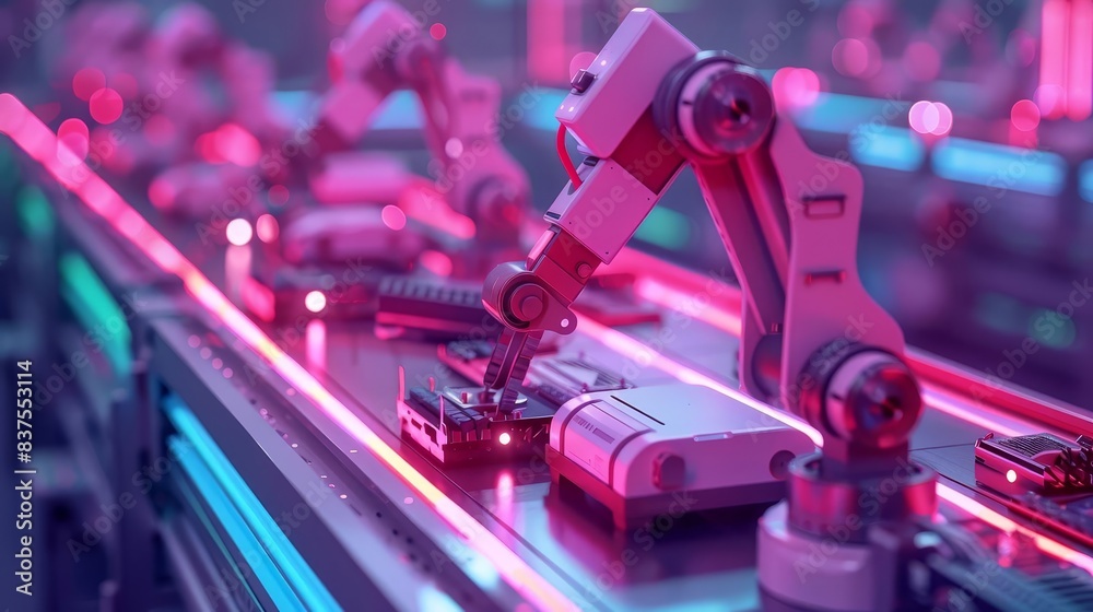 5G-enabled smart factory with automated robots assembling products Stock Illustration | Adobe Stock