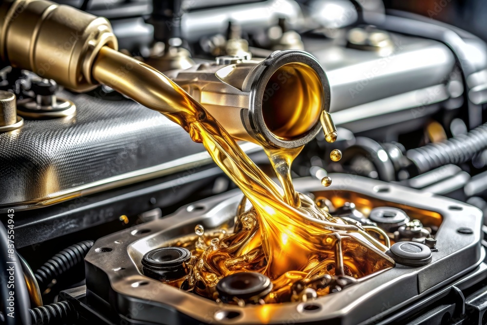 Motor oil wave splashing in car engine with lubricant oil , oil, wave ...