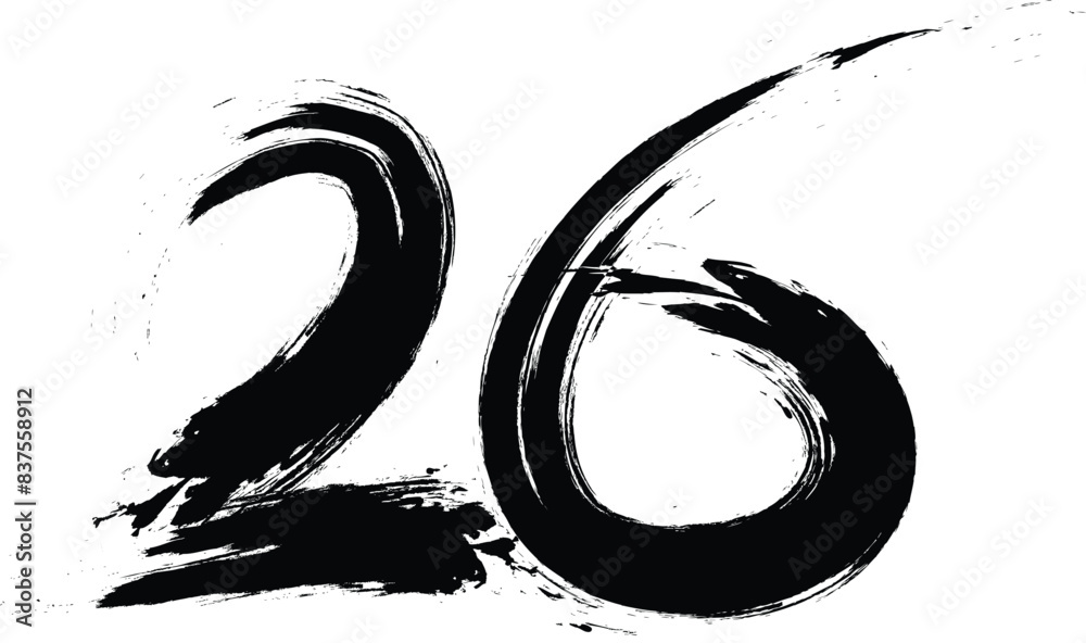 numbers 26 written with a brush vector, 26 Years Anniversary ...
